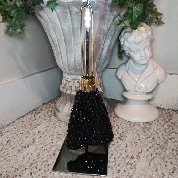 Vintage | Bags | Vintage Rare Black Crocheted Jet Bead Expandable Metal ...